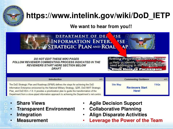 PPT - The DoD Information Enterprise Strategic Plan and Roadmap (SP&R ...