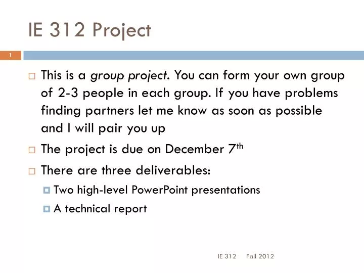 PPT - IE 312 Project PowerPoint Presentation, free download - ID:1996352