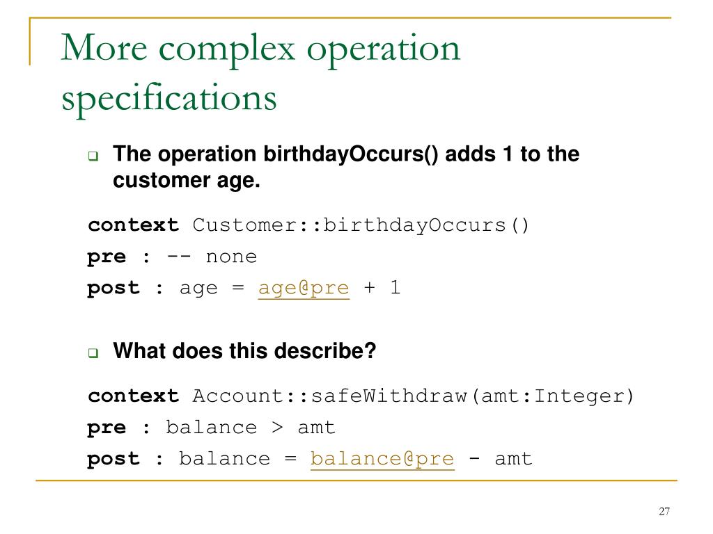 Ppt The Object Constraint Language Expressing Constraints In The Uml Powerpoint Presentation