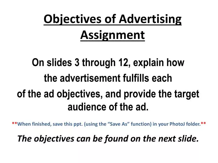PPT - Objectives of Advertising Assignment PowerPoint Presentation ...