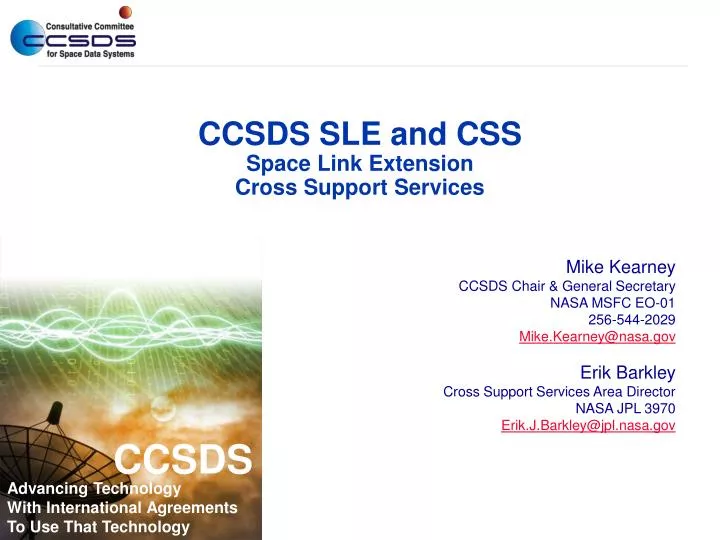 PPT - CCSDS SLE and CSS Space Link Extension Cross Support Services ...