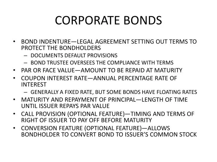 PPT - CORPORATE BONDS PowerPoint Presentation, free download - ID:1999427