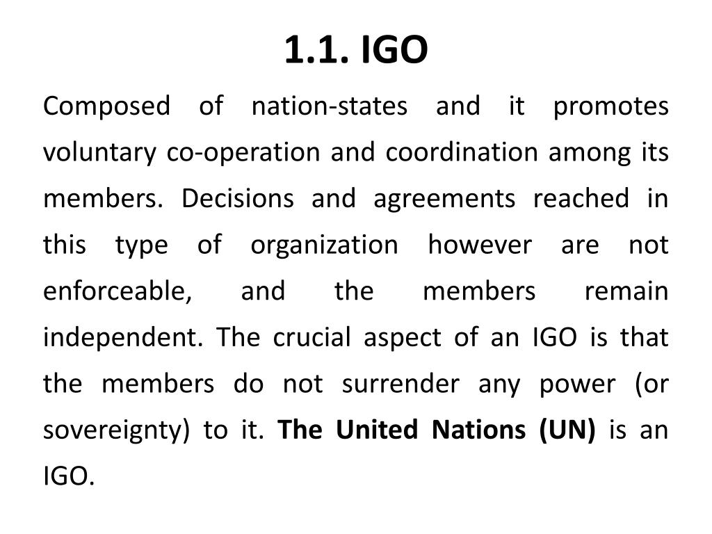 PPT - Intergovernmental Organizations , Nongovernmental organizations ...