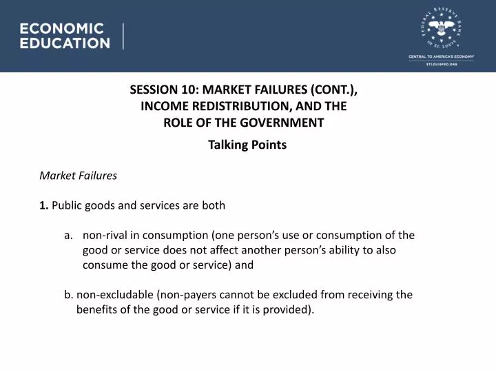 PPT - SESSION 10 : MARKET FAILURES (CONT.), INCOME REDISTRIBUTION, AND ...