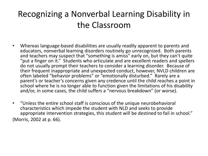 PPT - Nonverbal Learning Disability PowerPoint Presentation - ID:2000963