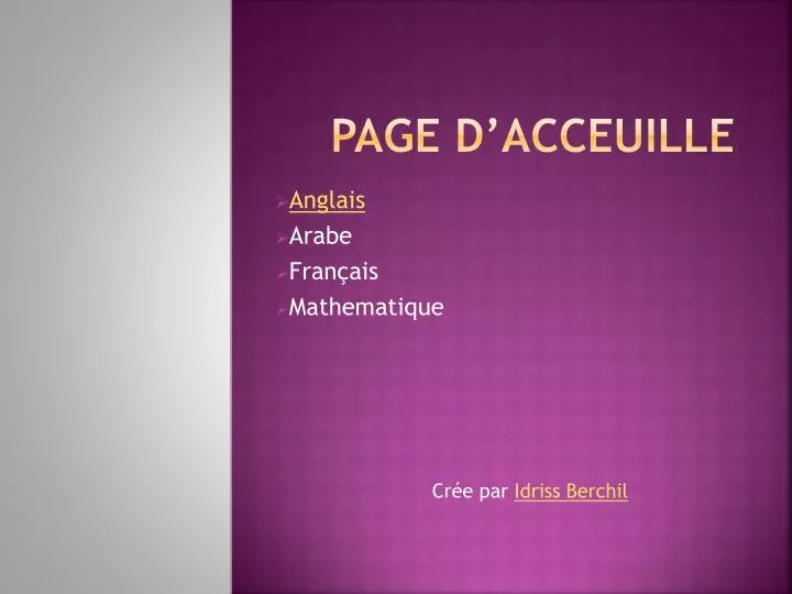 PPT - Page d’acceuille PowerPoint Presentation, free download - ID:2001185
