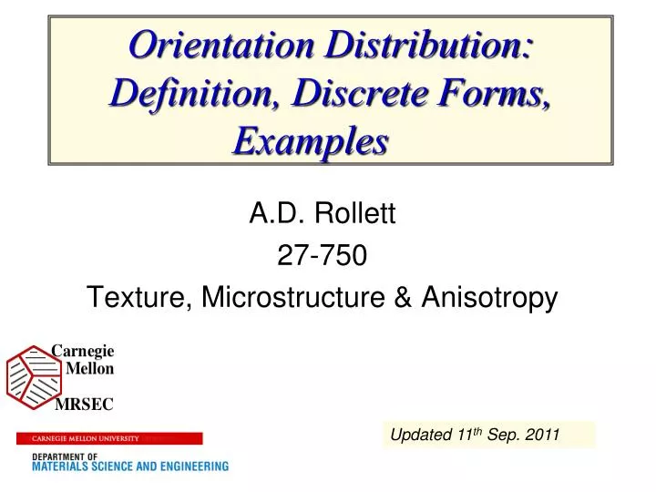 Ppt Orientation Distribution Definition Discrete Forms Examples