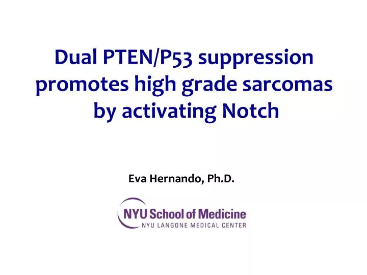 PPT - Dual PTEN/P53 suppression promotes high grade sarcomas by ...