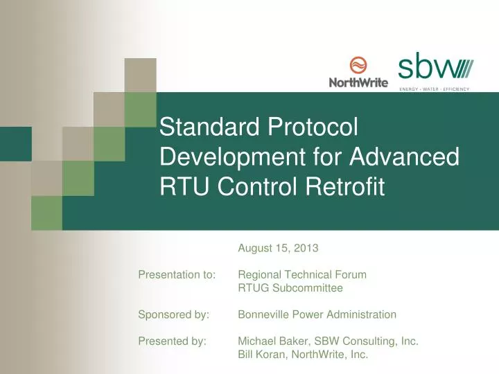 PPT - Standard Protocol Development for Advanced RTU Control Retrofit ...