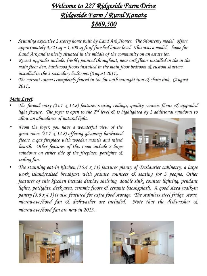PPT - Welcome to 227 Ridgeside Farm Drive Ridgeside Farm / Rural Kanata ...