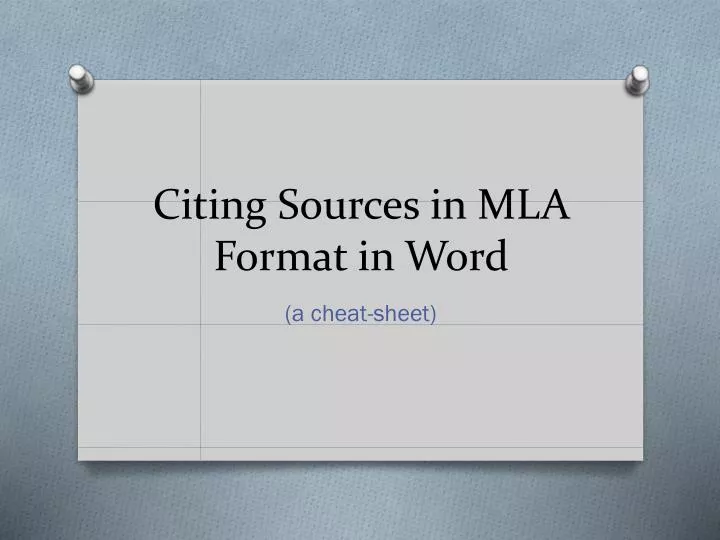 PPT - Citing Sources in MLA Format in Word PowerPoint Presentation ...