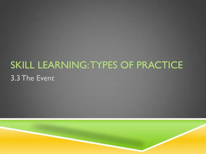 PPT - Skill Learning: Types of Practice PowerPoint Presentation, free ...