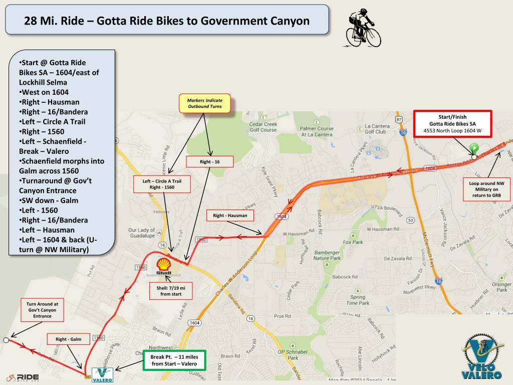 PPT - 28 Mi. Ride – Gotta Ride Bikes to Government Canyon PowerPoint ...