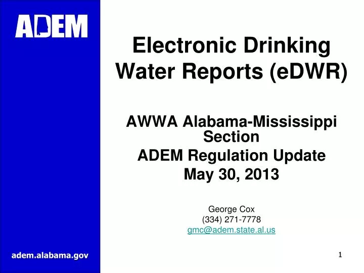 PPT - Electronic Drinking Water Reports (eDWR) PowerPoint Presentation ...