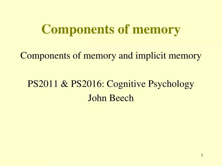 PPT - Components of memory PowerPoint Presentation, free download - ID ...
