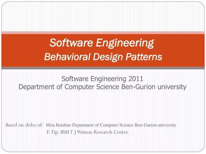 PPT - Software Engineering Behavioral Design Patterns PowerPoint ...