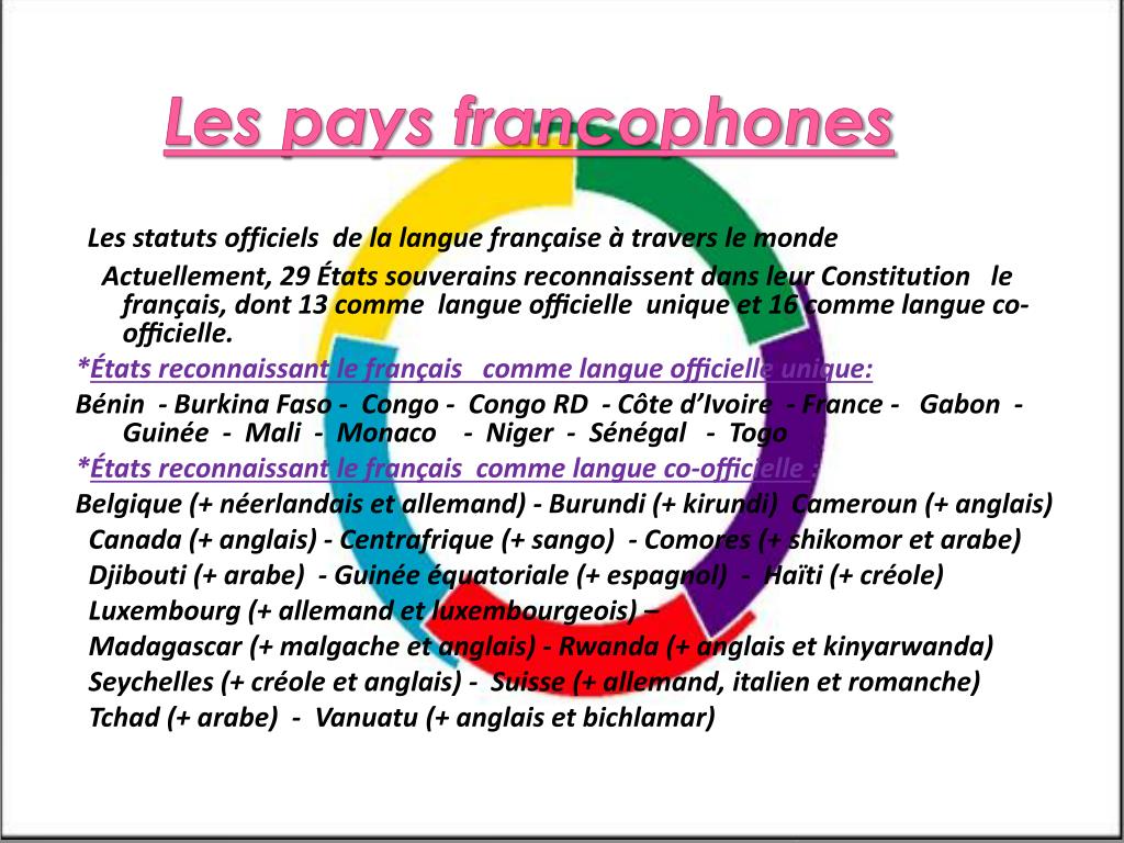 PPT - La place de la langue française dans le monde PowerPoint ...