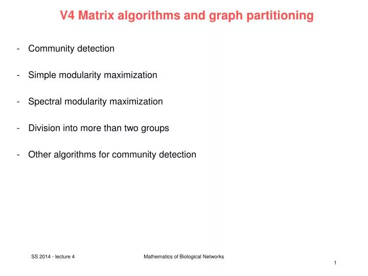 Ppt V4 Matrix Algorithms And Graph Partitioning Powerpoint
