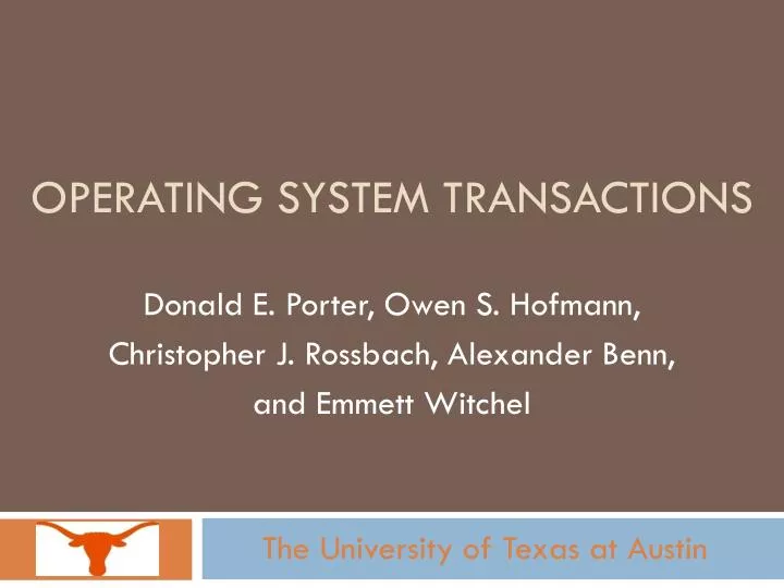 PPT - Operating System Transactions PowerPoint Presentation, free ...