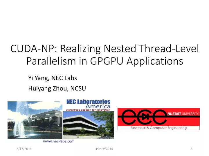 Ppt Cuda Np Realizing Nested Thread Level Parallelism In Gpgpu Applications Powerpoint
