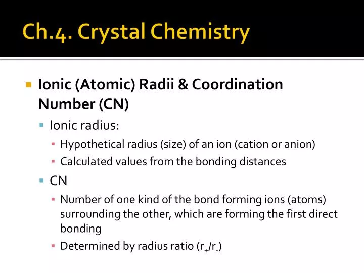 PPT - Ch.4. Crystal Chemistry PowerPoint Presentation, free download ...