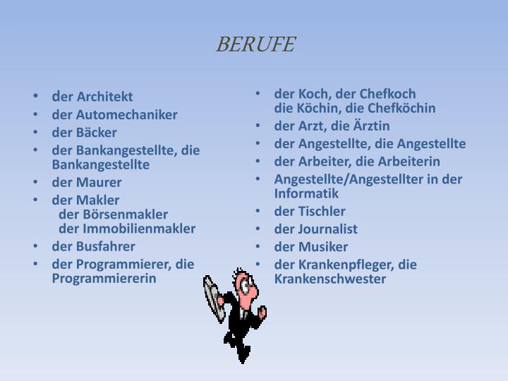 PPT - Berufe PowerPoint Presentation - ID:2016864