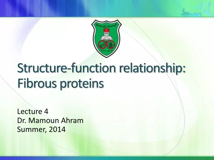 PPT - Structure-function relationship: Fibrous proteins PowerPoint ...