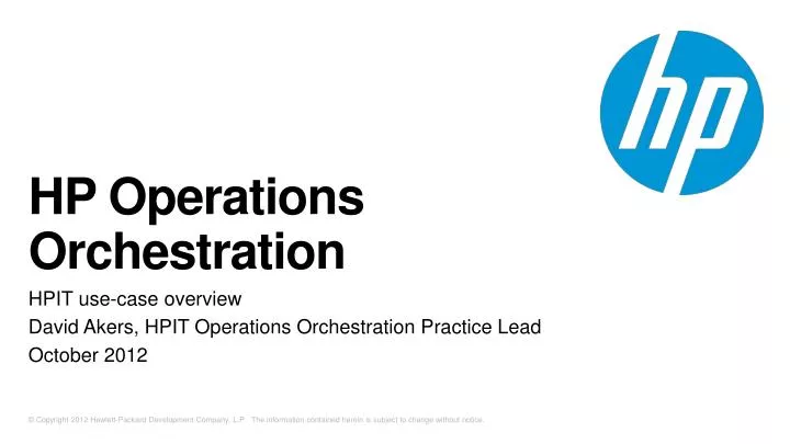 PPT - HP Operations Orchestration PowerPoint Presentation, free ...