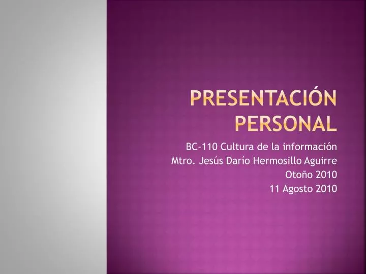 PPT - Presentación personal PowerPoint Presentation, free download - ID ...