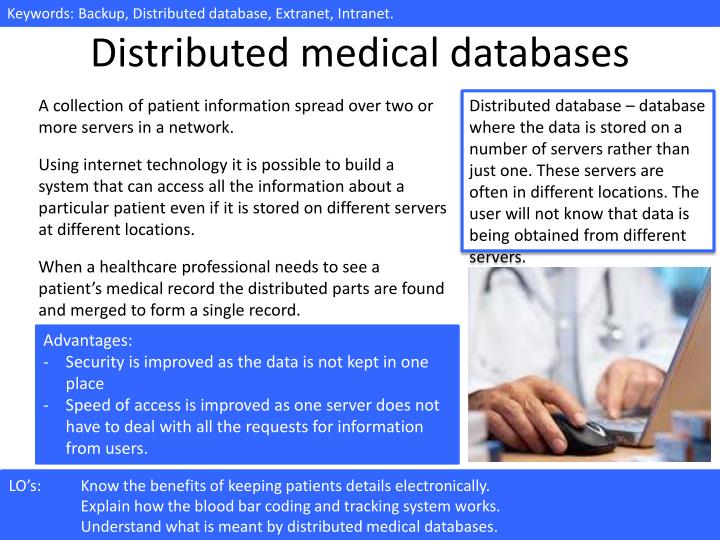 PPT - 4.1.6(b) Uses of ICT in Healthcare/ 1 Medical databases ...