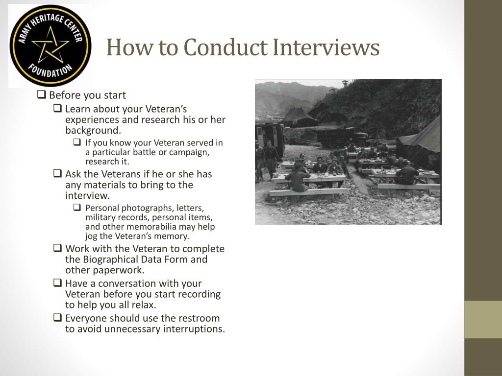PPT - Voices of the Past Speak to the Future Veteran’s Oral History ...