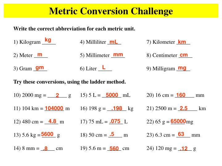 PPT - Metric Conversions Ladder Method PowerPoint Presentation - ID:2024959