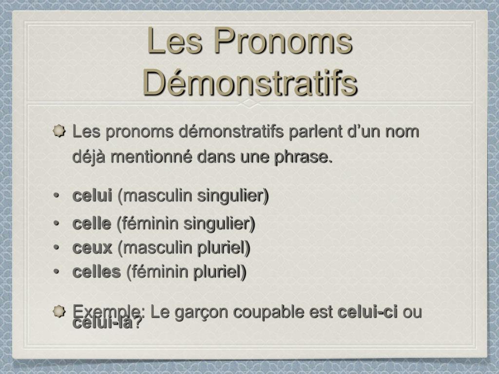 PPT - Les Pronoms (objets, disjoints, possessifs et démonstratifs ...