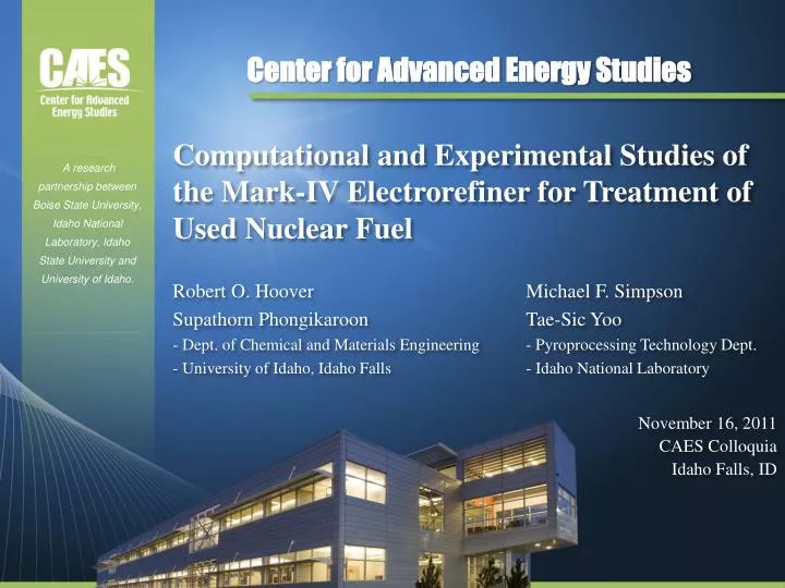PPT - Center for Advanced Energy Studies PowerPoint Presentation, free ...