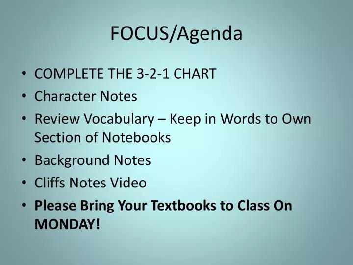 PPT - FOCUS/Agenda PowerPoint Presentation, free download - ID:2027420