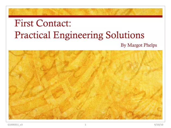PPT - First Contact: Practical Engineering Solutions PowerPoint Presentation - ID:2029034