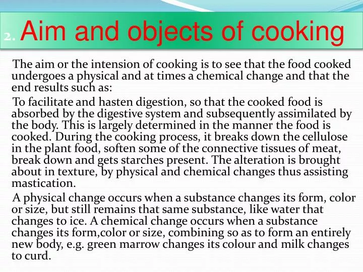 PPT - 2. Aim and objects of cooking PowerPoint Presentation, free ...