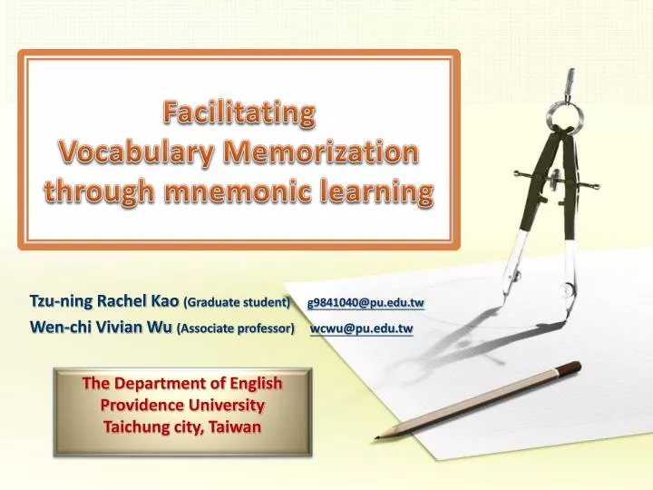 PPT - Facilitating Vocabulary Memorization through mnemonic learning ...