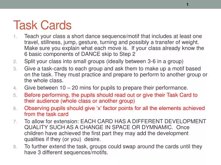 PPT - Task Cards PowerPoint Presentation, free download - ID:2031850