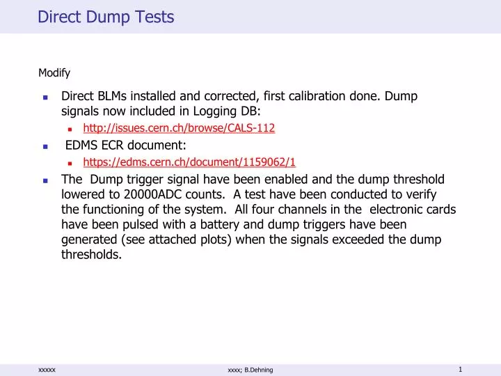 PPT - Direct Dump Tests PowerPoint Presentation, free download - ID:2031871