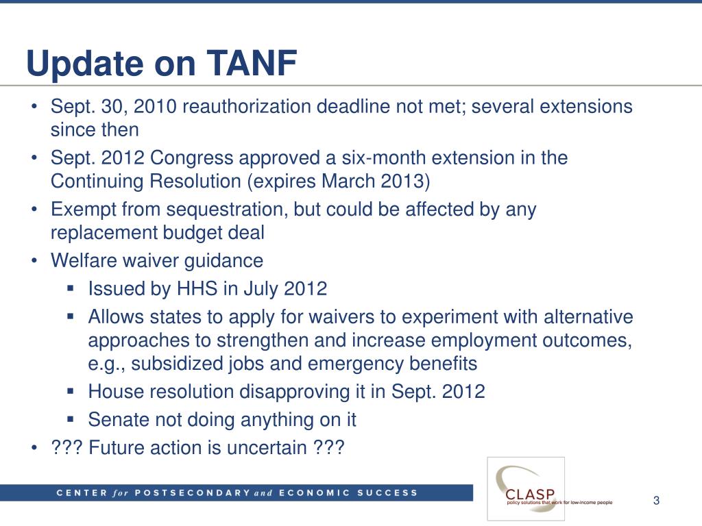 PPT - Federal Policy Update: Student Financial Aid and TANF PowerPoint ...