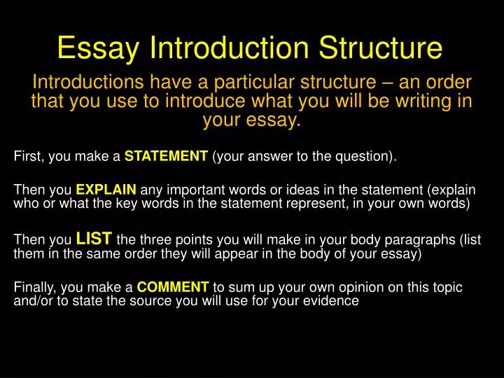 PPT - Essay Introduction Structure PowerPoint Presentation, free ...