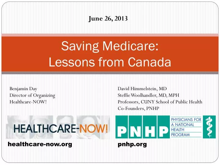 PPT - Saving Medicare: Lessons from Canada PowerPoint Presentation ...