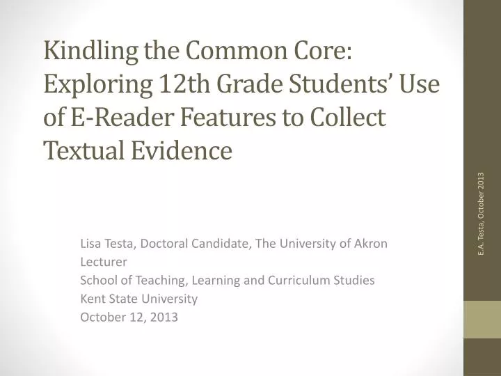 PPT - Lisa Testa , Doctoral Candidate, The University of Akron Lecturer ...