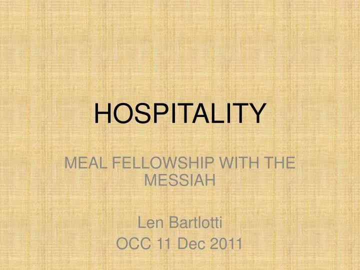 PPT - HOSPITALITY PowerPoint Presentation, free download - ID:2034251
