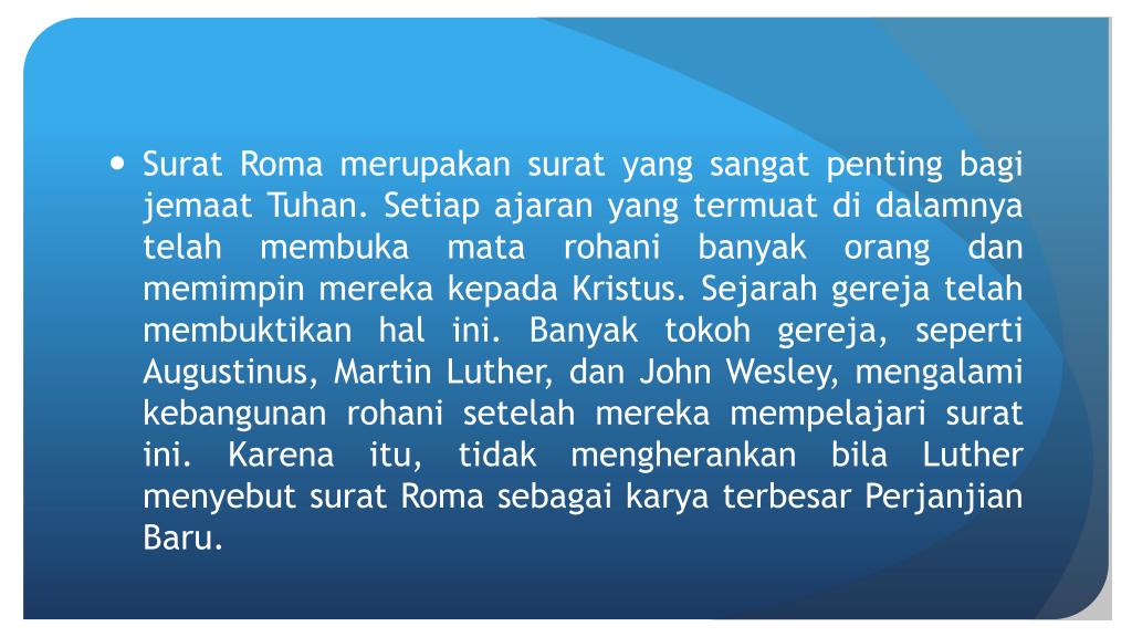 PPT - SURAT RASUL PAULUS KEPADA JEMAAT DI ROMA PowerPoint Presentation ...