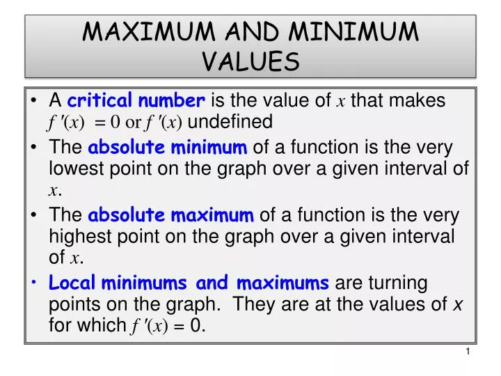 PPT MAXIMUM AND MINIMUM VALUES PowerPoint Presentation Free Download 