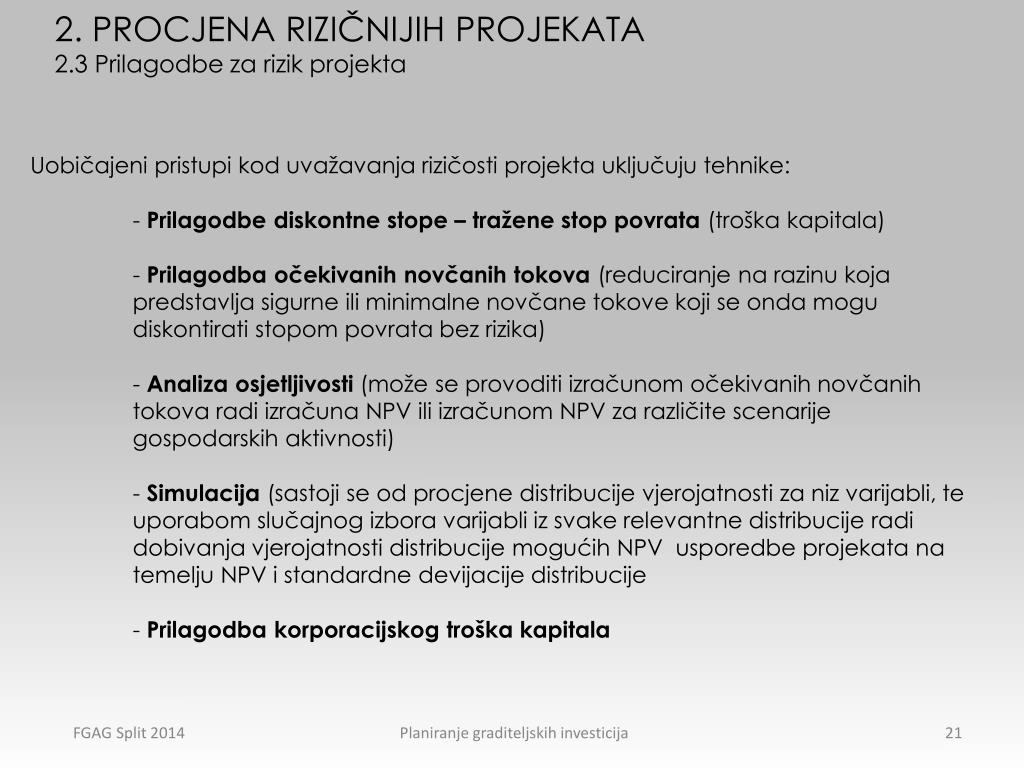 PPT - 4. PROCJENA RIZIKA INVESTICIJSKIH PROJEKATA Planiranje graditeljskih investicija ...