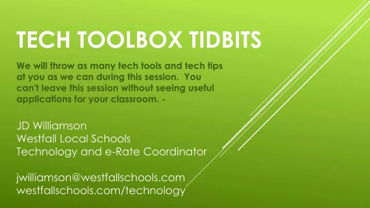 PPT - Tech Toolbox Tidbits PowerPoint Presentation, free download - ID:2038086