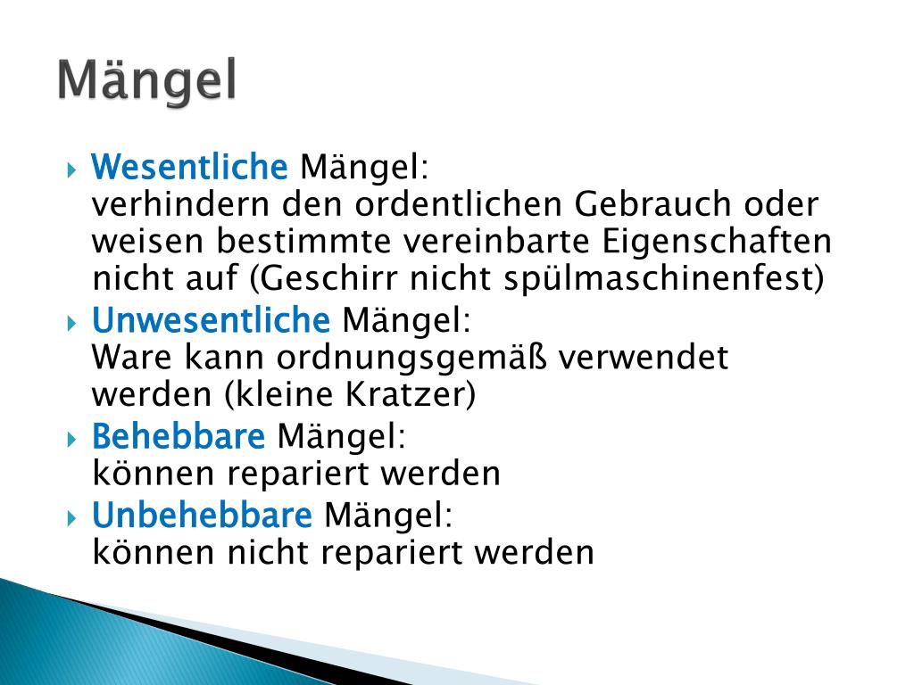 PPT - Vertragswidrige Erfüllung des Kaufvertrages PowerPoint ...